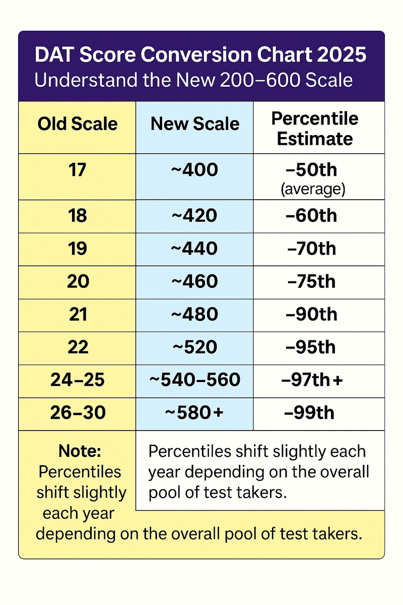 DAT Score Conversion Chart 2025: Understand the New 200–600 Scale | DA ...